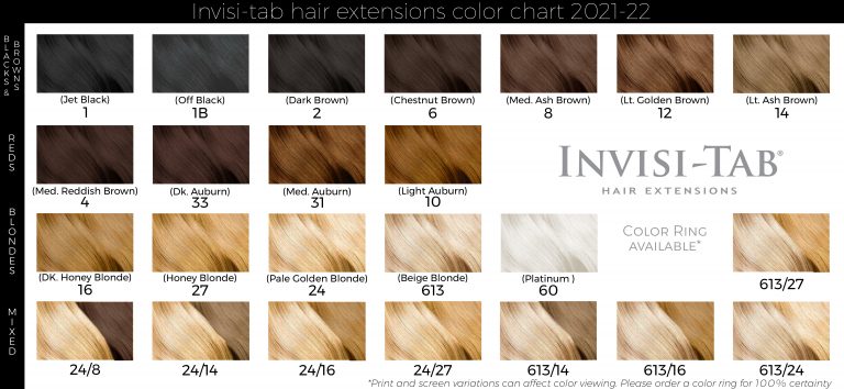 Invisi-tab Human Hair Extensions Color Chart – Invisi-Tab